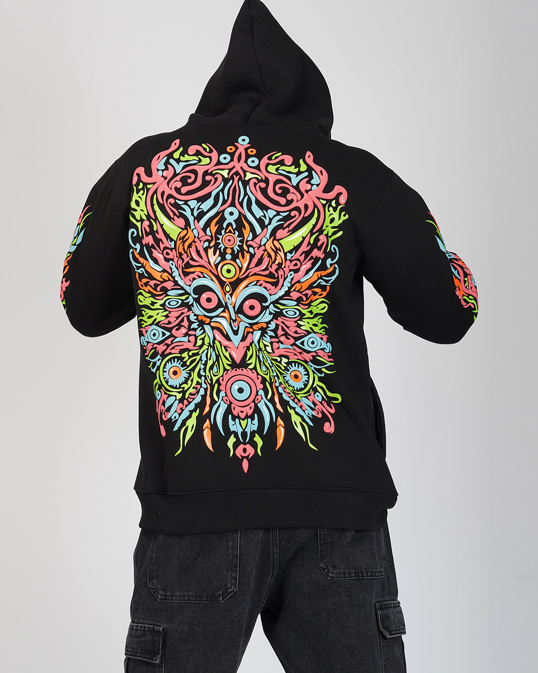 Phantasma | 3D puff Printed Plus UV Reactive | Cotton zip up Hoodie ...